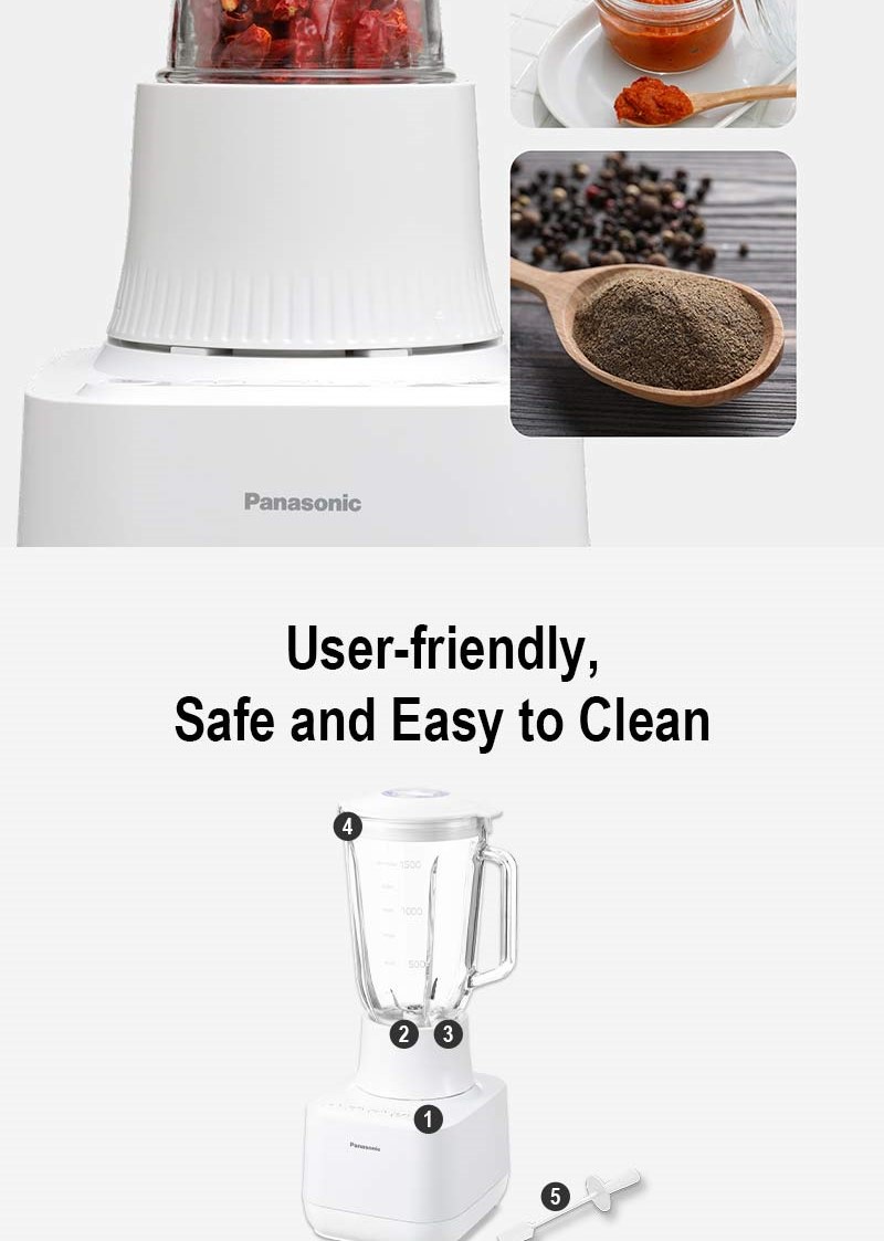 PANASONIC MX-MG53C1 700 W GLASS JUG BLENDER WITH CHOPPER & GLASS MILL ...