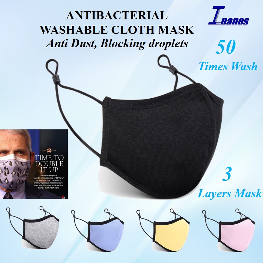 Antibacterial Influenza Cloth Mask Face Washable Reusable Mask Kain ...