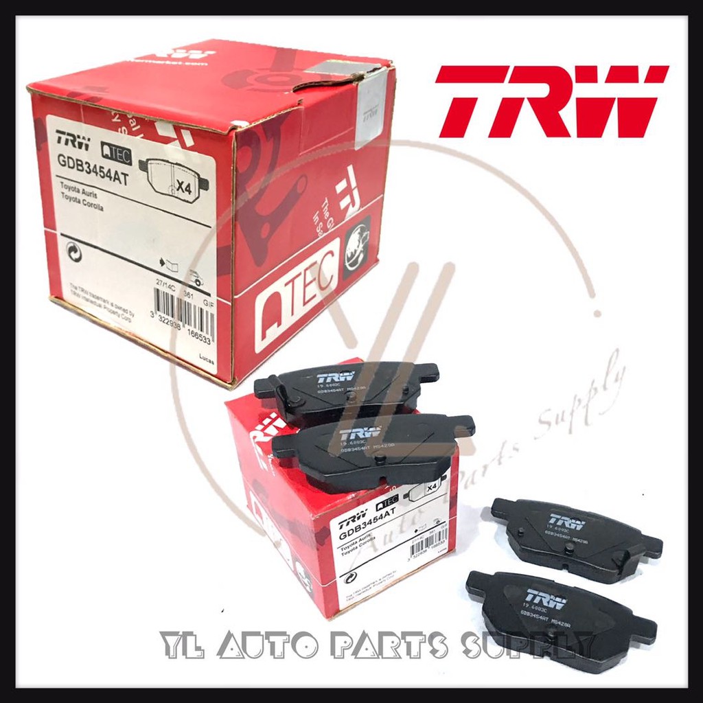 TOYOTA VIOS NCP93 NCP150 / ALTIS ZZE142 ZRE172 TRW REAR DISC BRAKE PAD ...