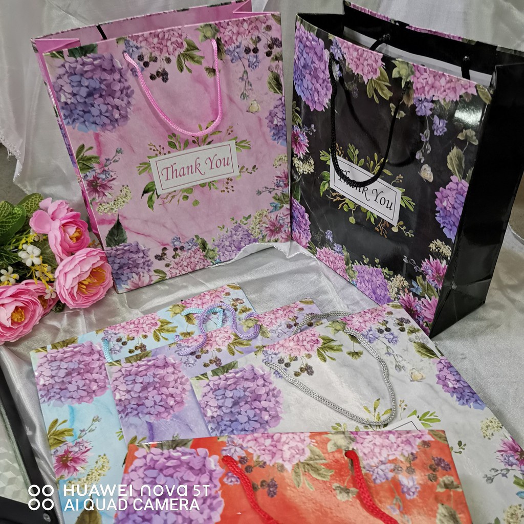 100PCS Paper Bag Goodies TEBAL Full Printed Flower size M n L / Beg ...
