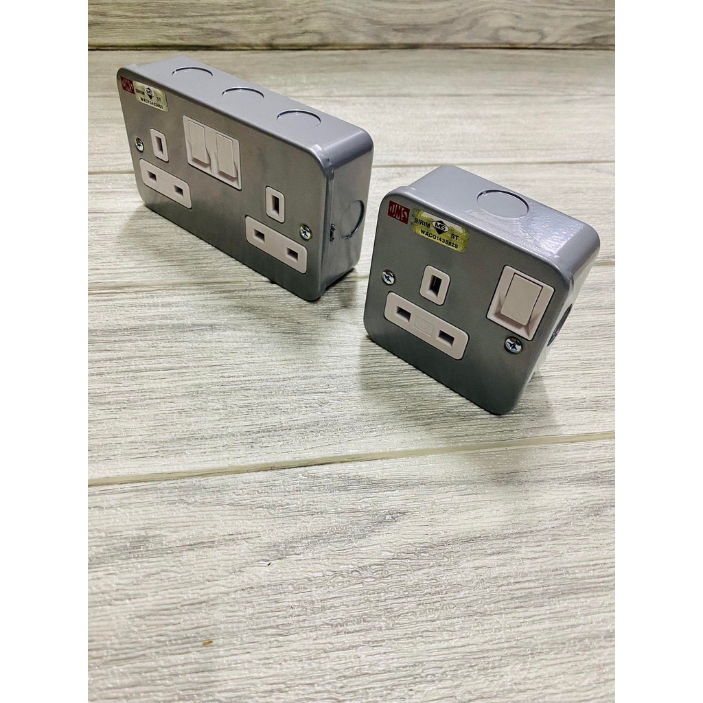 SIRIM HARD METAL PLUG SOCKET SET】UMS 1213M 13A 1 GANG METAL CLAD SWITCH SOCKET OUTLET 2213M BESI ...