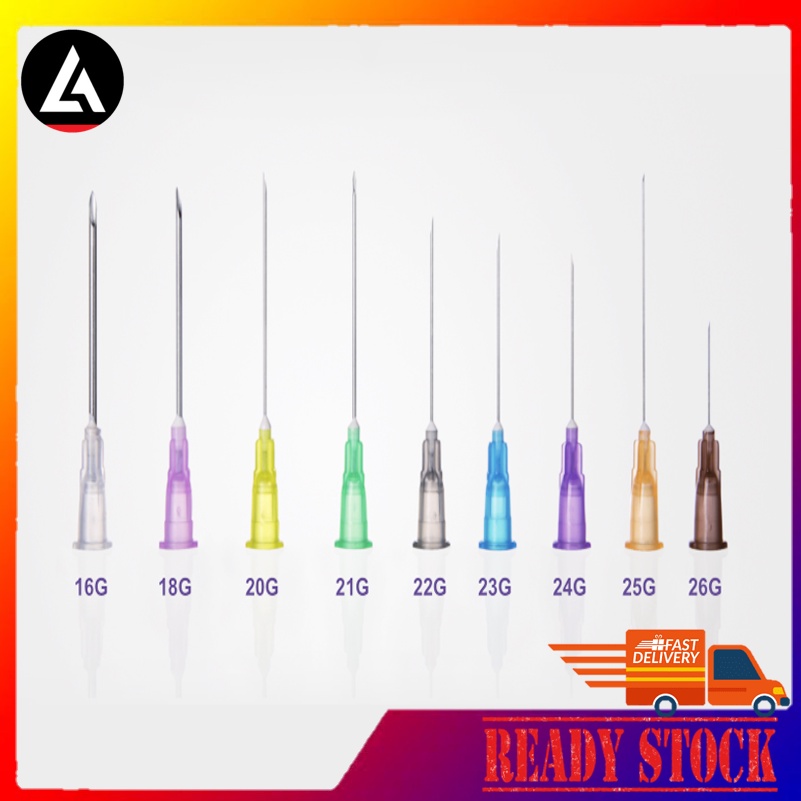 Jarum Picagari Disposable Needle Syringe Printer Ink 16G / 18G / 20G / 21G / 22G / 23G / 24G ...