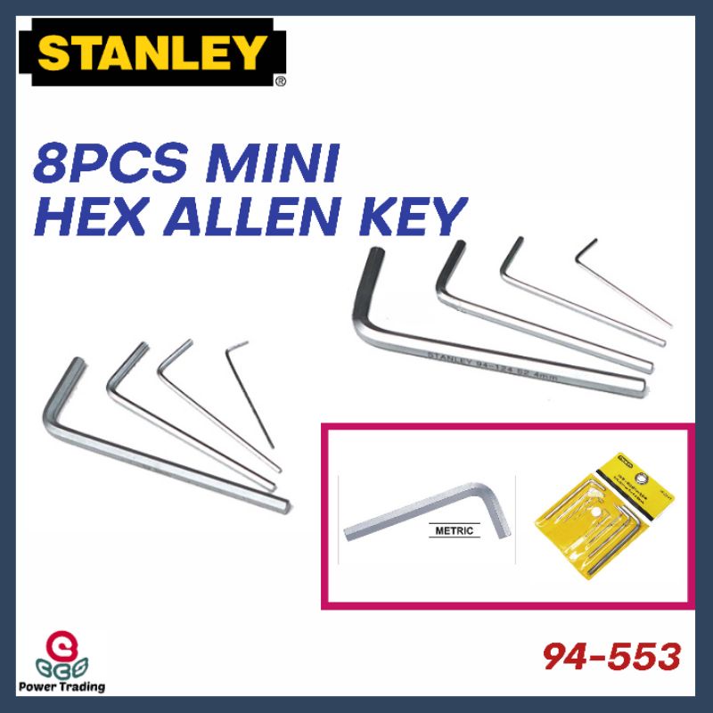 STANLEY 8PCS MINI HEX KEY SET 94-553 METRIC END SMALL SIZE ALLEN KEY ...
