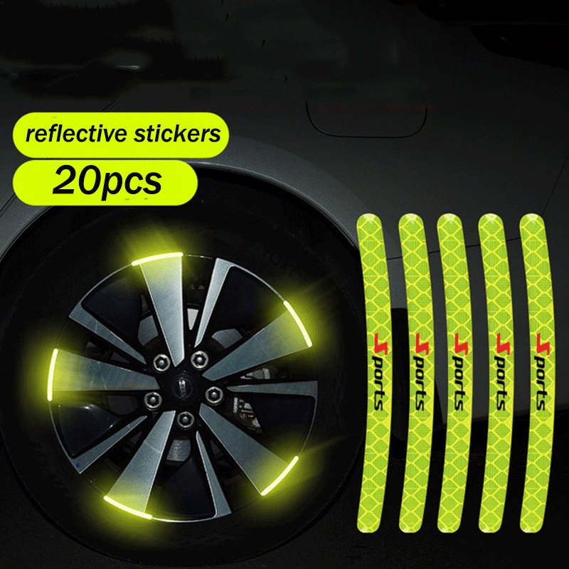 20 Pcs Car Wheel Hub Sticker High Reflective Stripe Tape for Motorcycle ...
