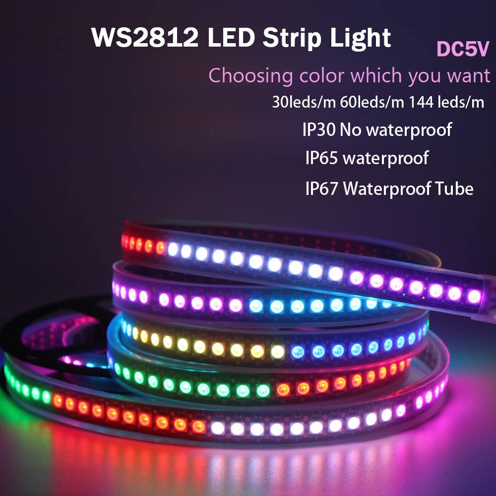 DC5V WS2812 Led Strip 30/60/144 Leds Individually Addressable RGB Tape ...