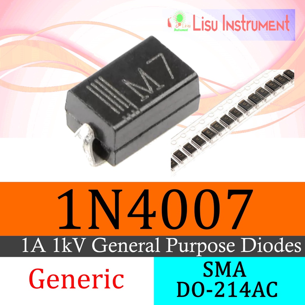 1n4007 M7 1A 5microna@1kV 1.1V@1A 1kV General Purpose Diodes SMA(DO ...