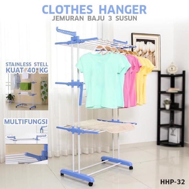 Clothesline Rack Folding Tower Clothesline CLOTHES HANGER 3 Stacking ...
