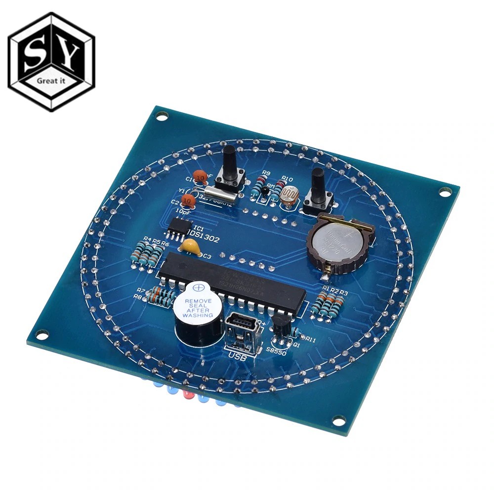 DS1302 Rotating LED Display Alarm Electronic Clock Module DIY KIT LED ...