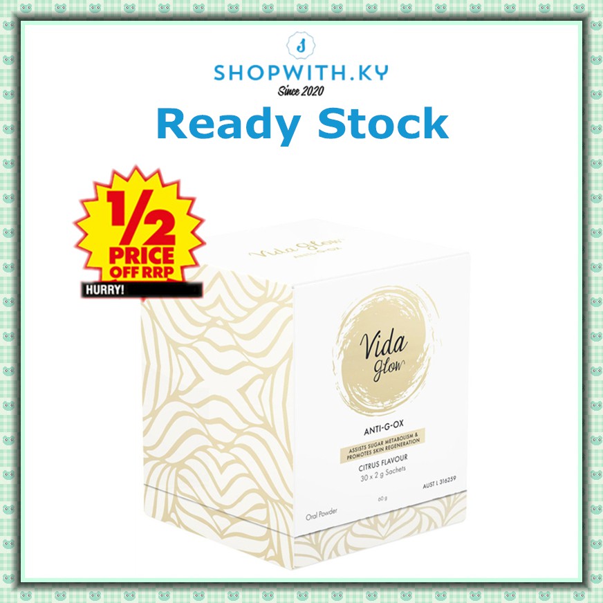 [现货+包邮 Date: 07/2022] Vida Glow 抗糖抗氧闪释粉 ANTI-G-OX Citrus Flavour 30x 2g Sachets (From Australia ...