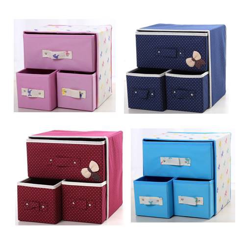 3 In 1 Diy Drawer Storage Box Organizer Colorful Set 3 In 1 For Cloth ...