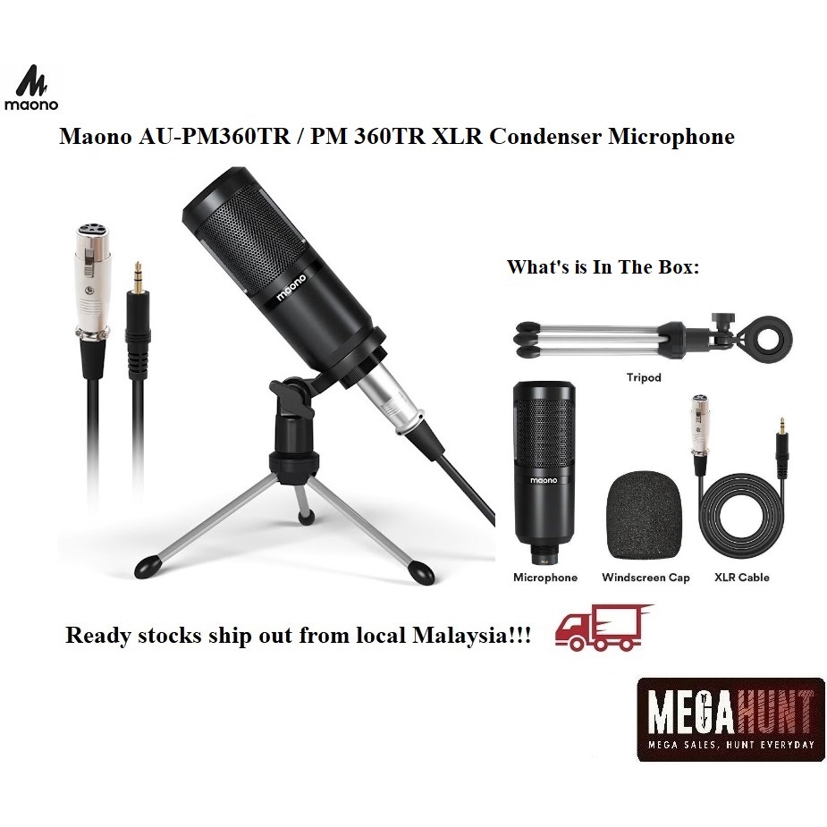 Maono AU-PM360TR / PM 360TR XLR Condenser 3.5mm Mic Jack Recording PC Microphone - Ready Stocks ...