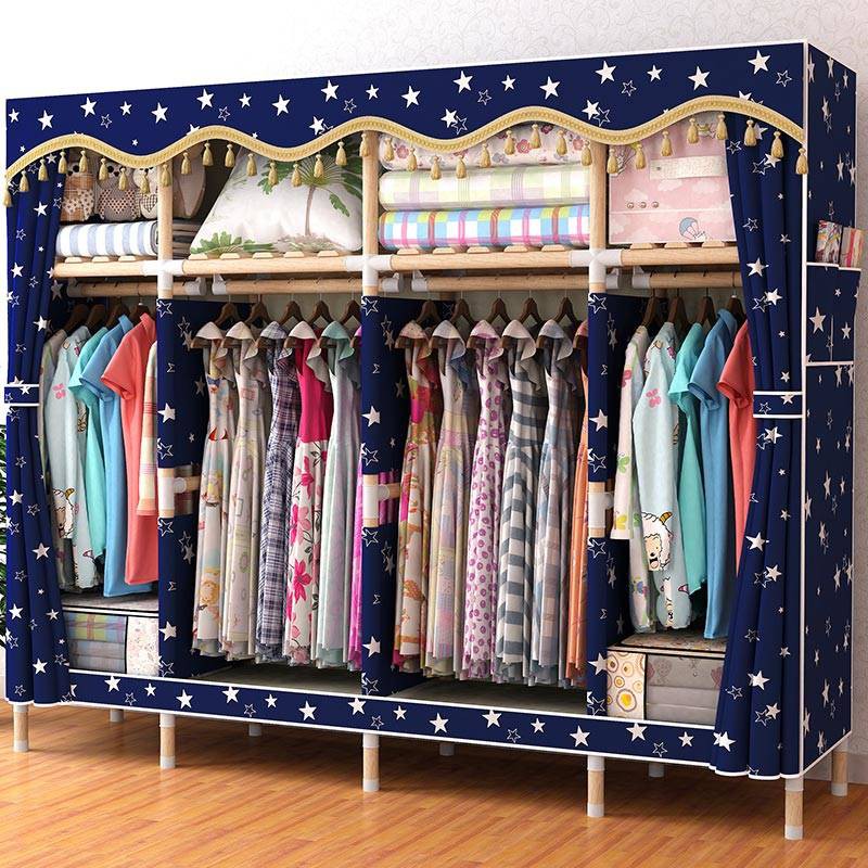 wardrobe Simple wardrobe solid wood wardrobe wardrobe oxford cloth ...