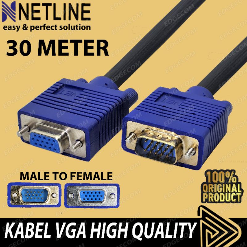 NETLINE 30 Meter HIGH QUALITY Male to Female VGA Cable | Shopee Malaysia