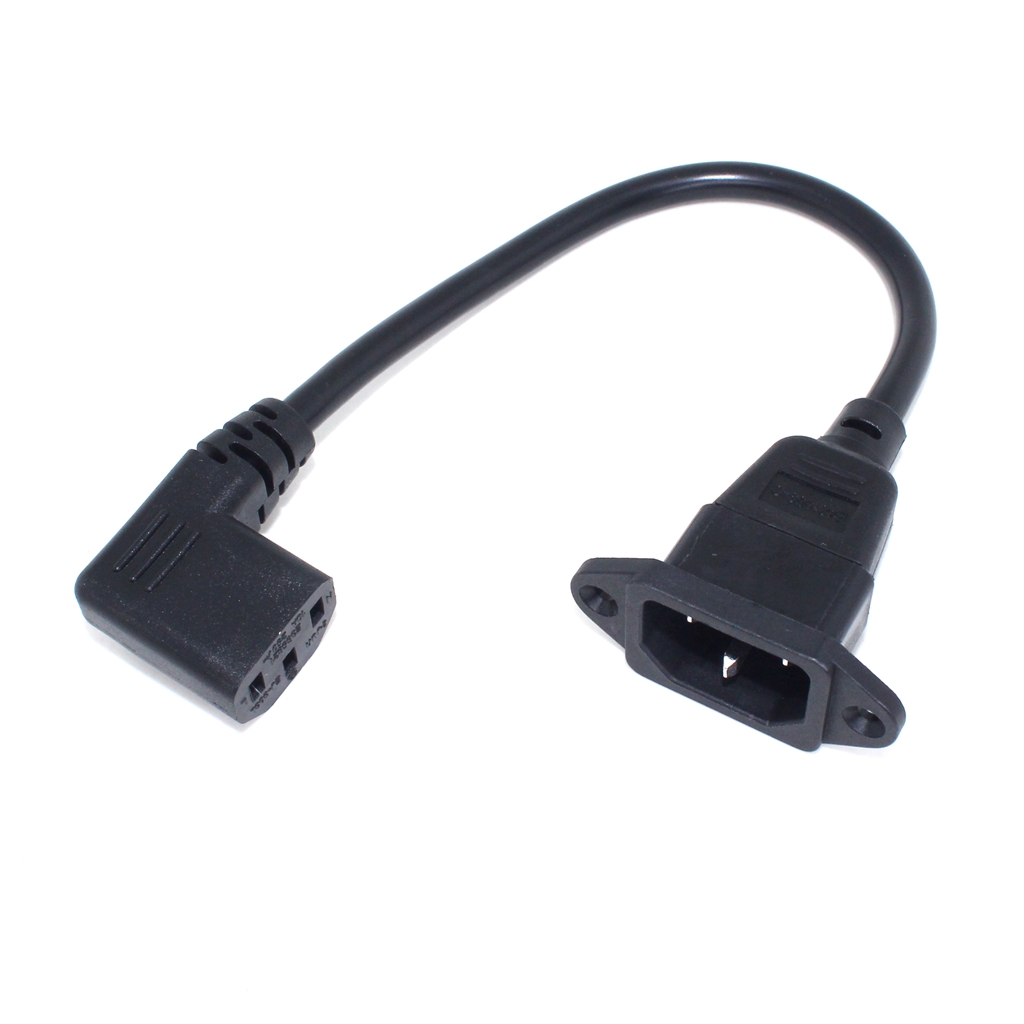 Extension-Cord Right IEC 320 C13 Angled To C14 With Screw-Holes Adapter ...
