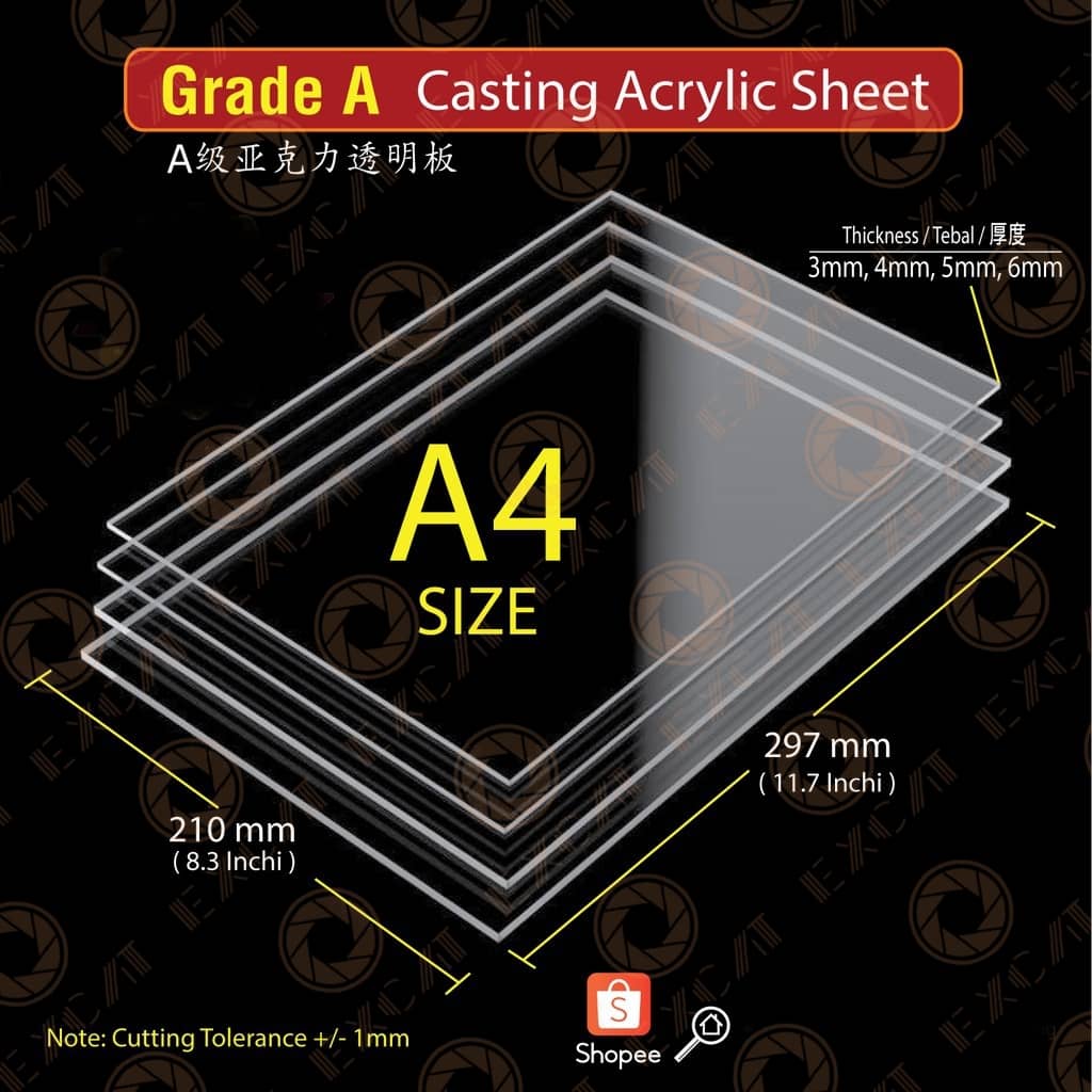 A4 Size Acrylic Sheet, Perspex, Papan Plastic, 亞克力透明板, Great A Casting ...