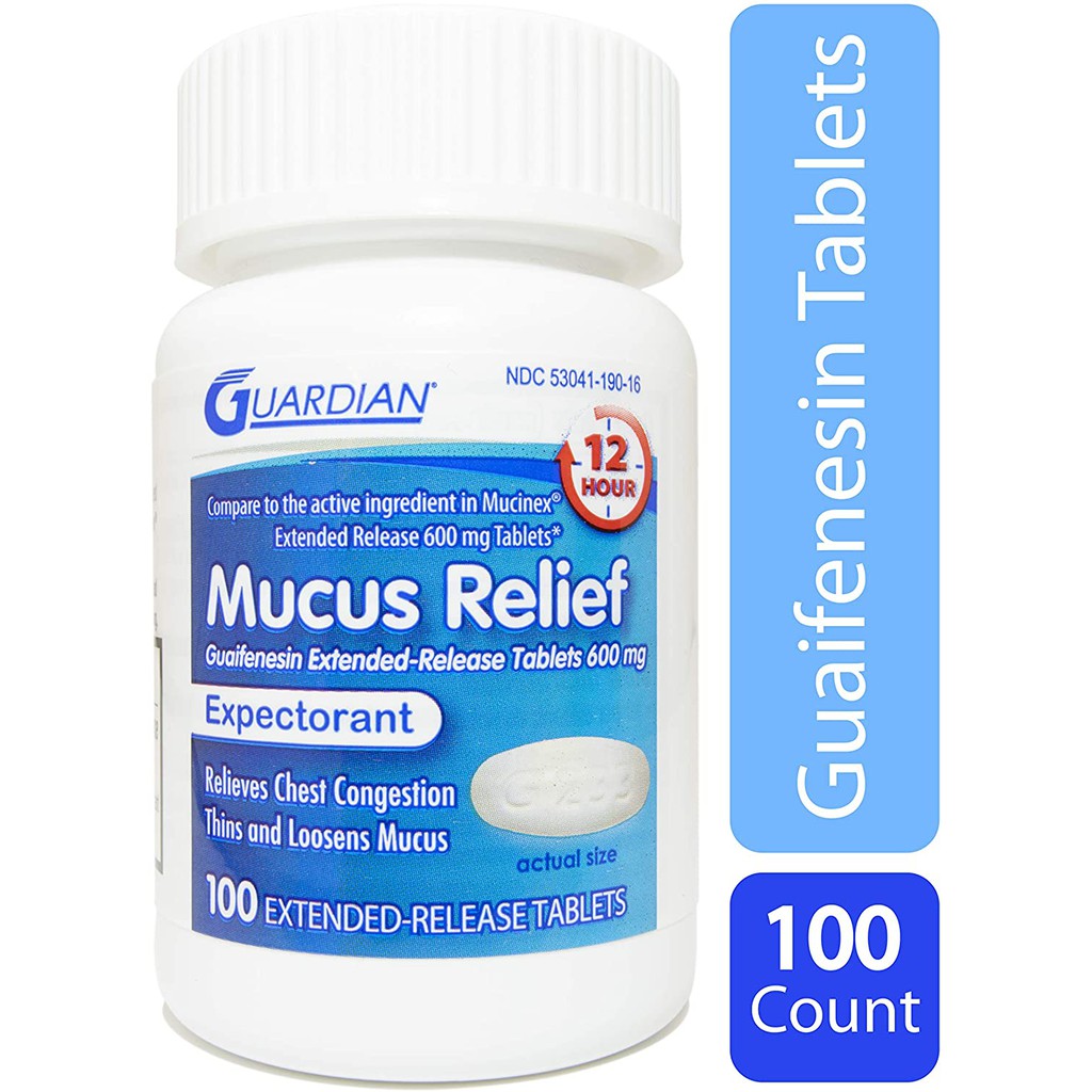 Guardian Mucus Relief 600mg Guaifenesin 12 Hour Extended Release Chest ...