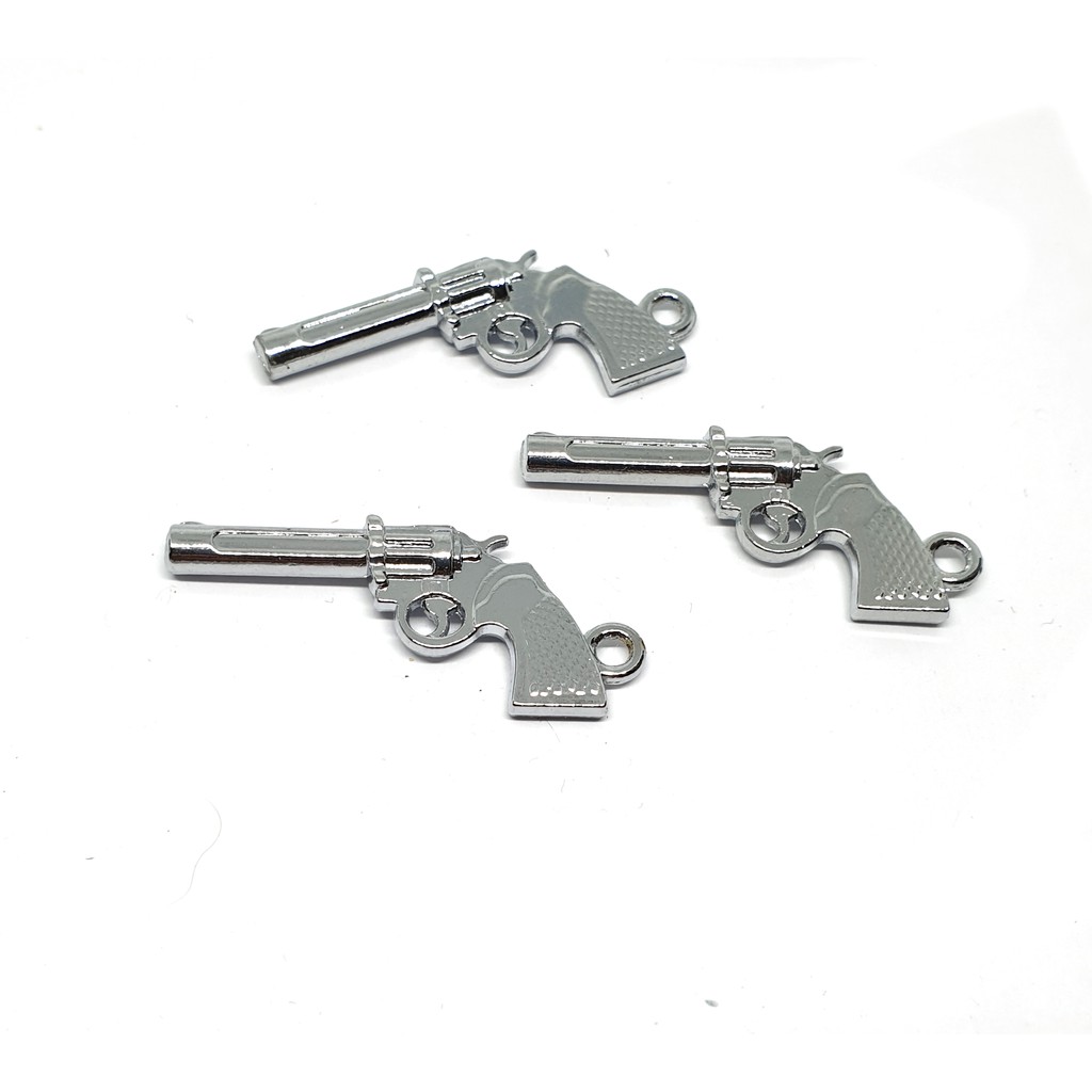 1 pcs silver tone miniature gun charm for diy crafts findings ...