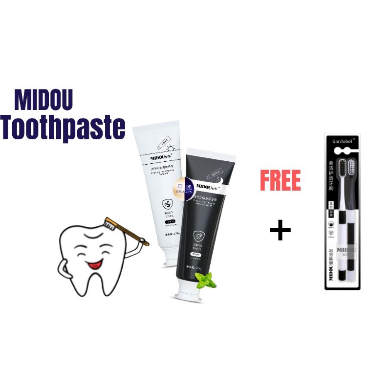 Ready stock 正品💯MIDOU Toothpaste Ubat gigi/蜜都牙膏(早/晚) | Shopee Malaysia