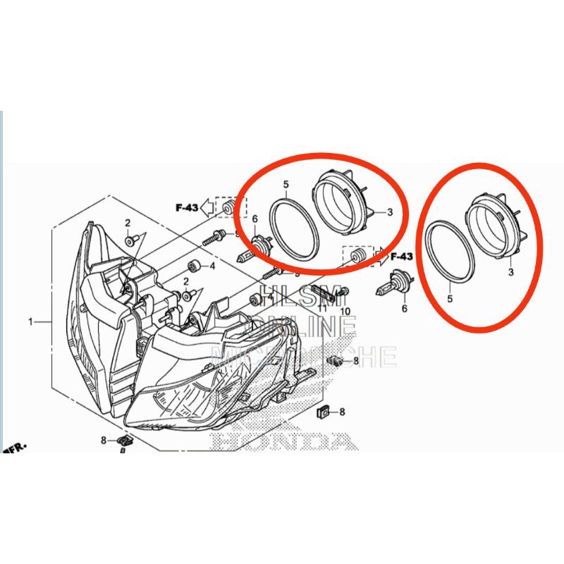 Honda CBR1000RR & CBR600RR Headlight socket cover & rubber seal ...