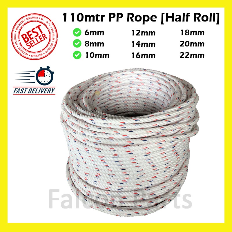 6mm 8mm 10mm PP Rope ( Half Roll ) Tali PP 110mtr | Shopee Malaysia