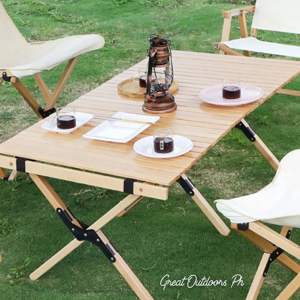Solid Wood Rolling Camping Table Korean Camping | Shopee Malaysia