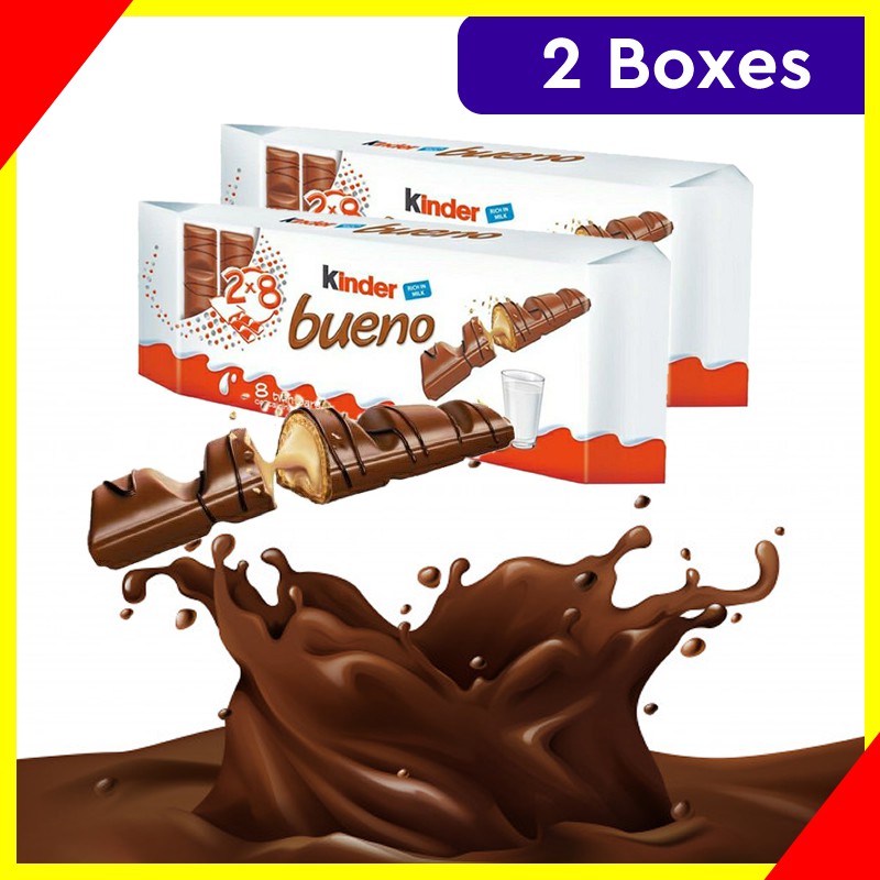 Kinder Bueno 8 Twin Chocolate Bars 344g [1 / 2 boxes] | Shopee Malaysia