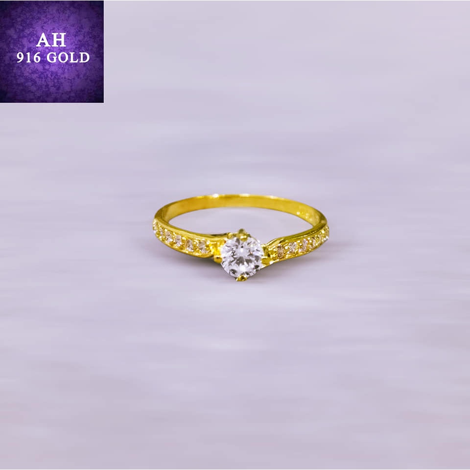 Cincin Tunang Emas 916 Size 12/Merisik/Kahwini/Nikah/Engagement Ring ...