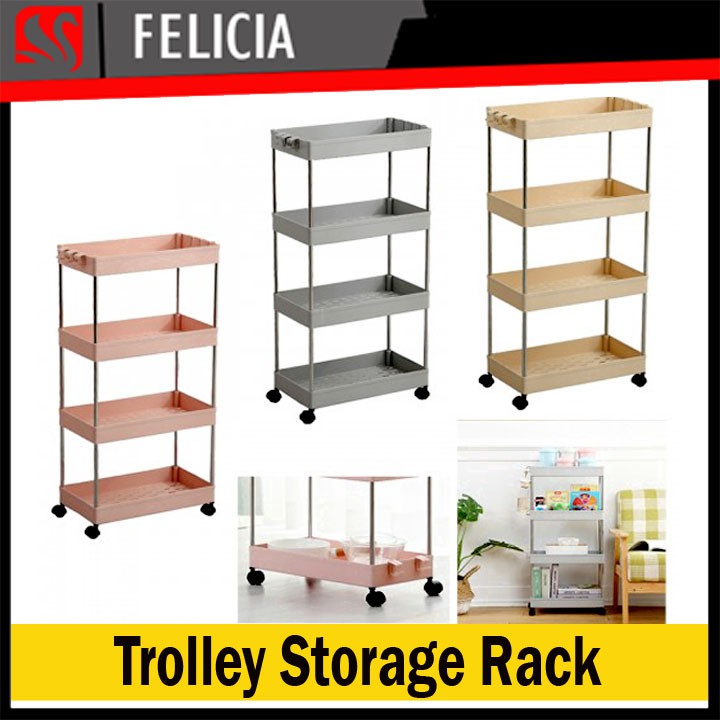 Grey Troli ikea Troli beroda 4 Tier Floor Standing Trolley Storage Rack ...