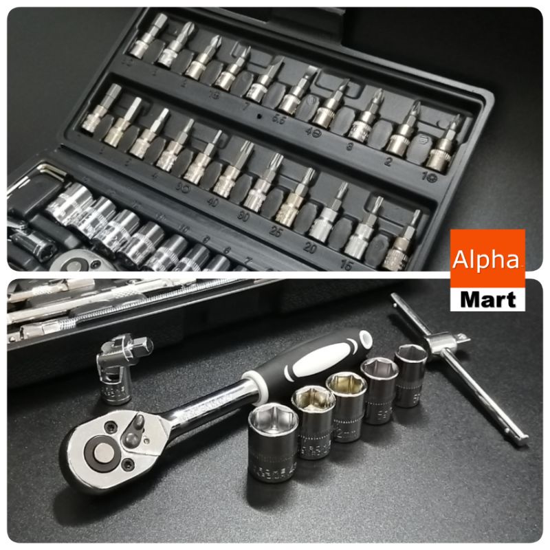 ALPHA PREMIUM 46pcs Wrench Set Spanner Socket Tool Set Premium Chrome ...