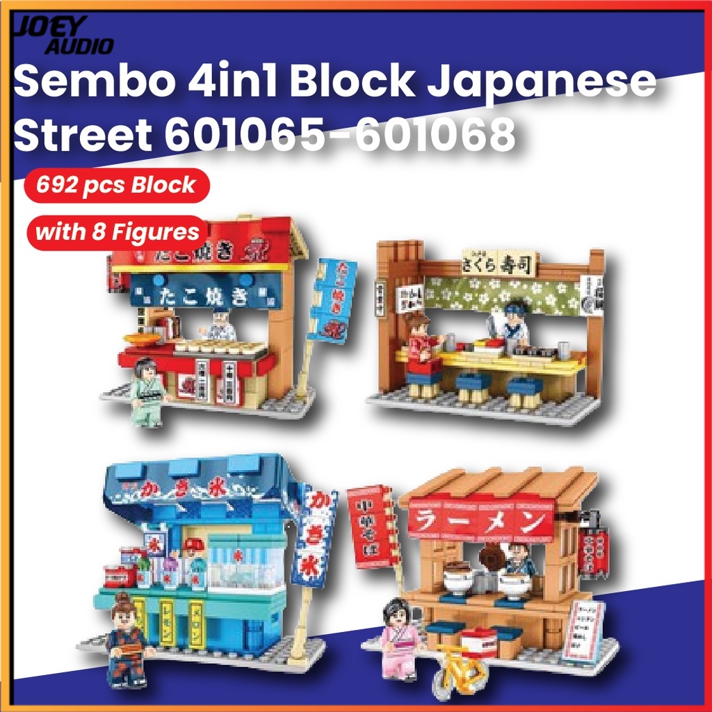 Sembo Block 601065-601068 4in1 Mini Street Building Block Japan Series Takoyaki Sushi Shaved Ice ...