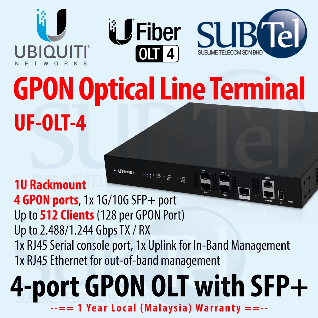 CLEARANCE Ubiquiti UFiber OLT UF-OLT-4 - 4 port GPON Optical Line ...