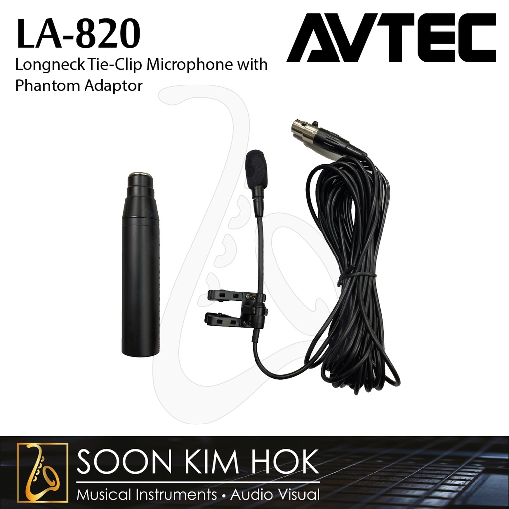 AVTEC LA-820 Longneck Tie-Clip Microphone with Phantom Adaptor | Shopee ...