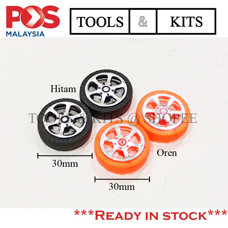 30mm Small Plastic Black/Orange Wheel for 2mm Metal Shaft DIY Project ...