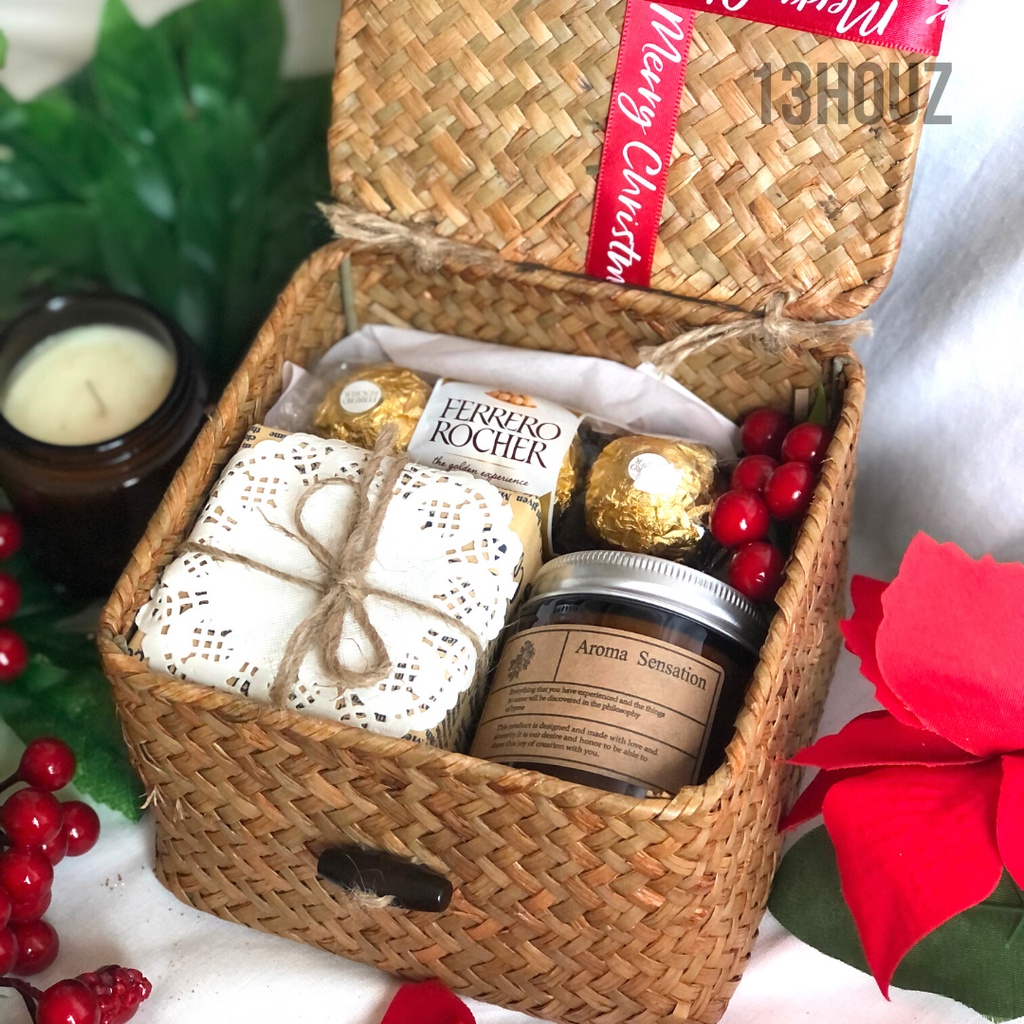 【Ready Stock】INS Feel Rattan Basket Aroma Candle Surprise Box Gift Set ...