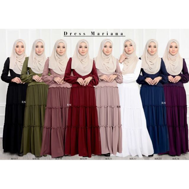 RAFANDA.NUR Dress Mariana Como Crepe Ropol Bertingkat | Shopee Malaysia
