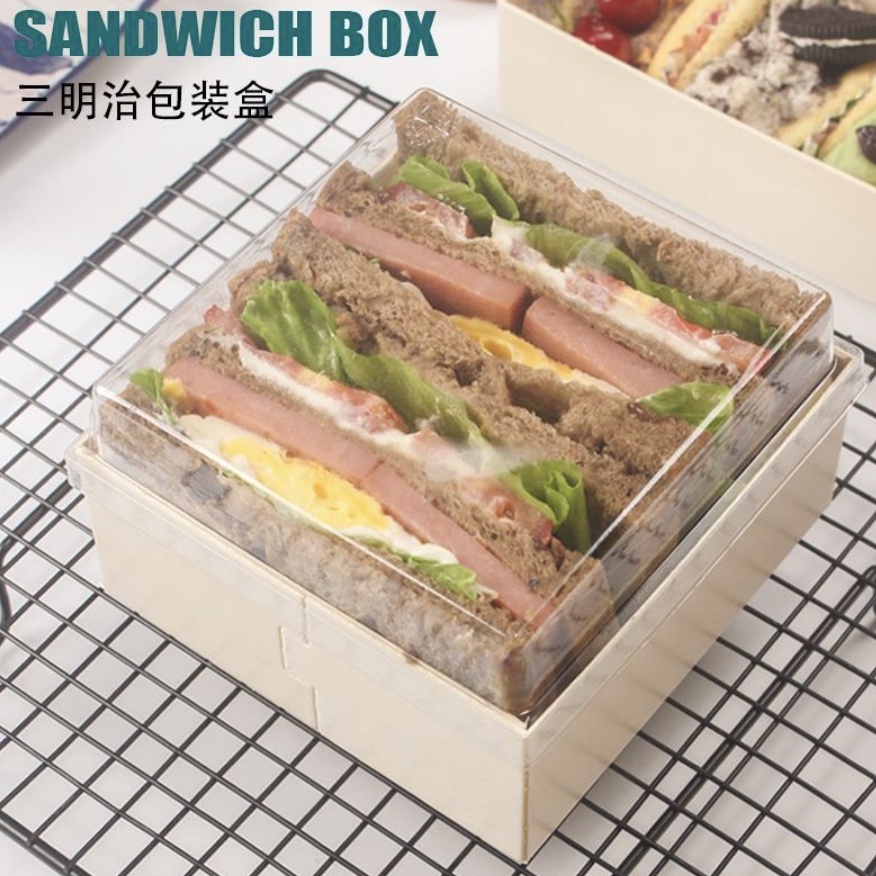 PREMIUM SQUARE WOODEN BENTO CAKE BOX / SANDWICH BURGER BOX / SUSHI ...