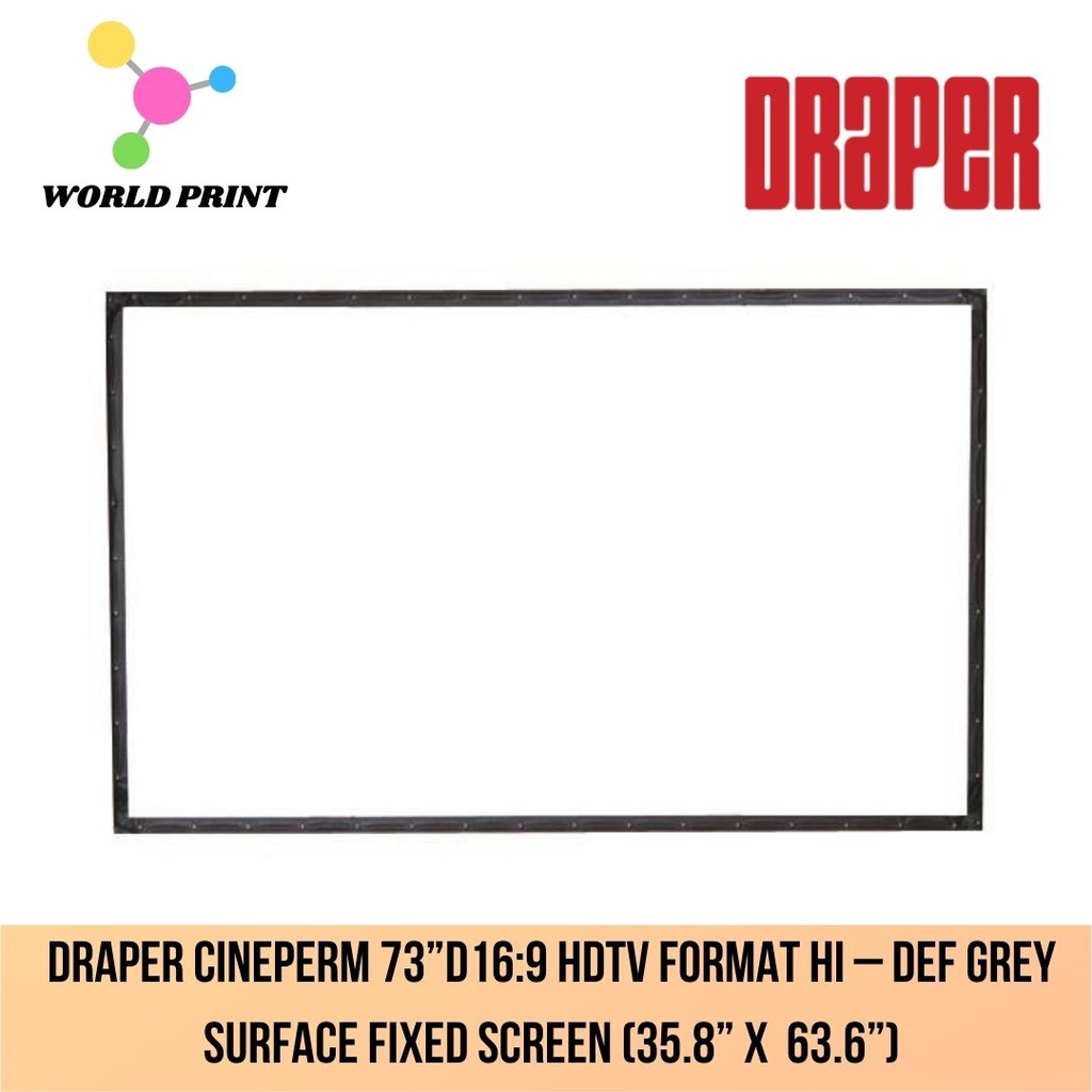 Draper Cineperm 73”D16:9 HDTV Format Hi – Def Grey Surface Fixed Screen ...