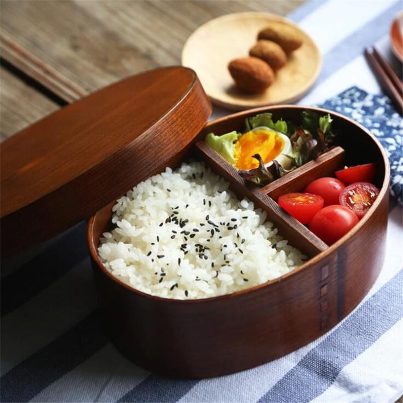 Portable Wooden Travel Lunch Box Outdoor Picnic Bento Food Storage ...