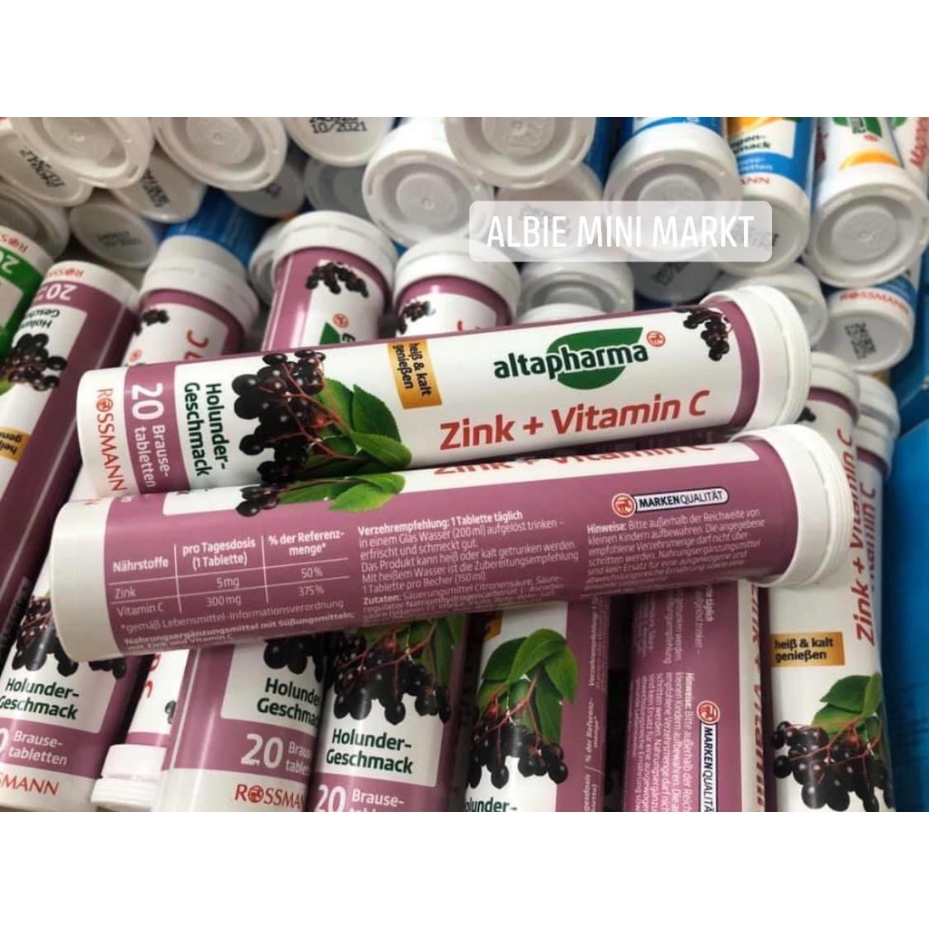 German Effervescent Tablets - Altapharma - Zinc + Vitamin C, 20 Tablets ...