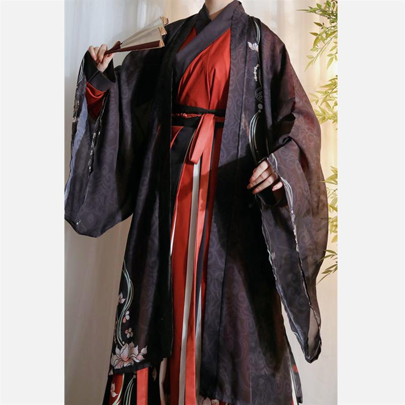l Wei Jin Chinese Style Three Piece Suit Hanfu Full Set Men Women Long ...