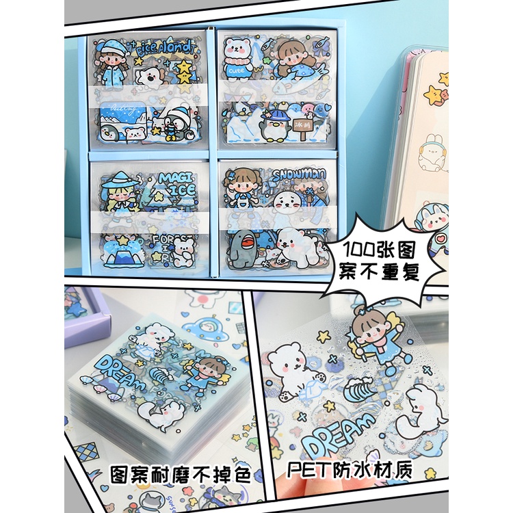 100pcs Non-Repeating Sticker Giftset Cute Stickers Water Proof Sticker ...