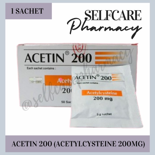 (1'S) ACETIN 200 ACETYLCYSTEINE NAC 200MG 5G/1 SACHET UNTUK CAIR KAHAK ...