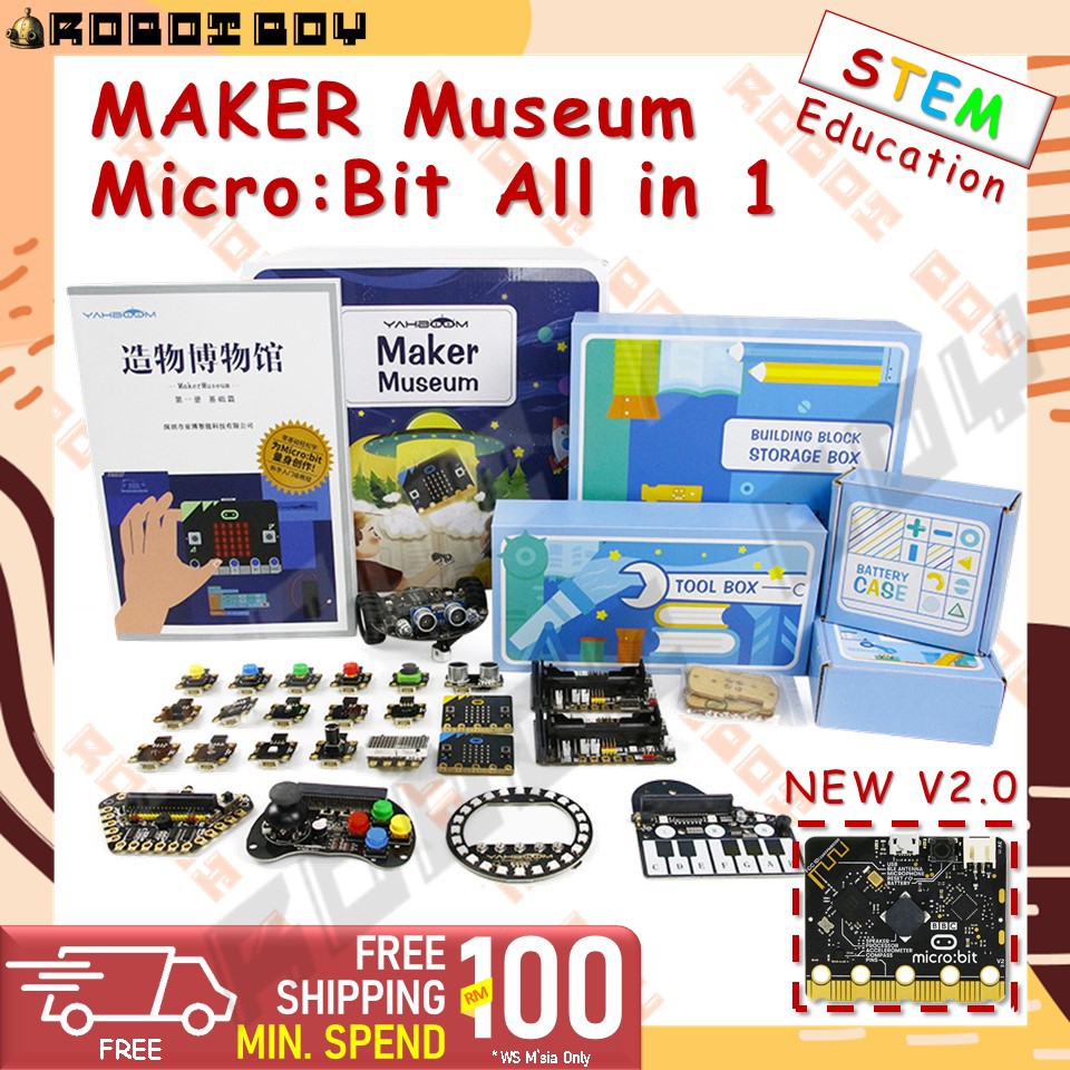 🔥Ready Stock🔥BBC Maker Museum v2/Microbit v2/Micro:bit V2.0 Blocks Coding Starter Learning Kit ...
