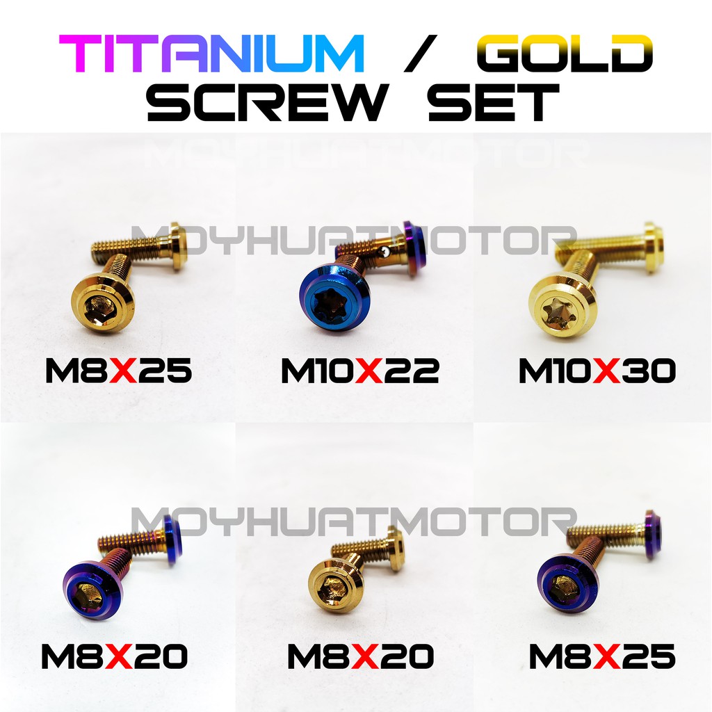 TITANIUM SCREW COMPLETE SIZE / SEMUA SIZE ADA TITANIUM SKRU NUT / M8x20 ...