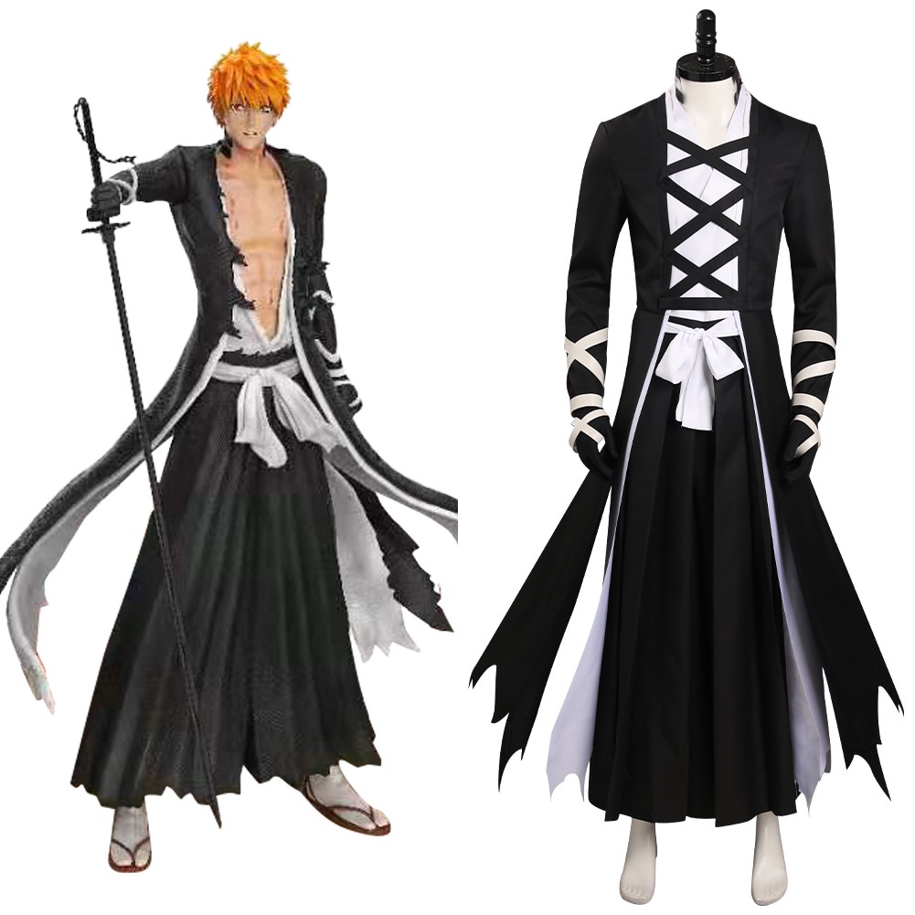 Anime BLEACH Kurosaki Ichigo Cosplay Costume Coat Outfits Halloween ...