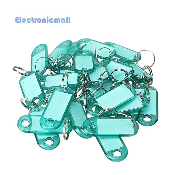 Ele 100 Pcs Colorful Clear Plastic Key Tags ID Label with Key Chain Tag ...
