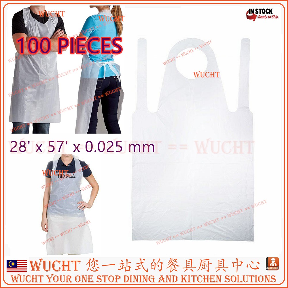 【WUCHT】100Pcs Disposable Medical Plastic Apron - KKM Approved for ...