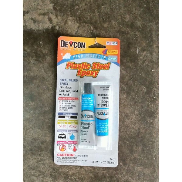 DEVCON Plastic Steel Epoxy S-5 Steel Filled Epoxy 56.8g Made in USA (Resin & Hardener) | Shopee ...