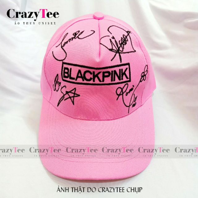 Blackpink Hat Pink Cap Embroidered Signature Black Pink Jennie Lisa ...