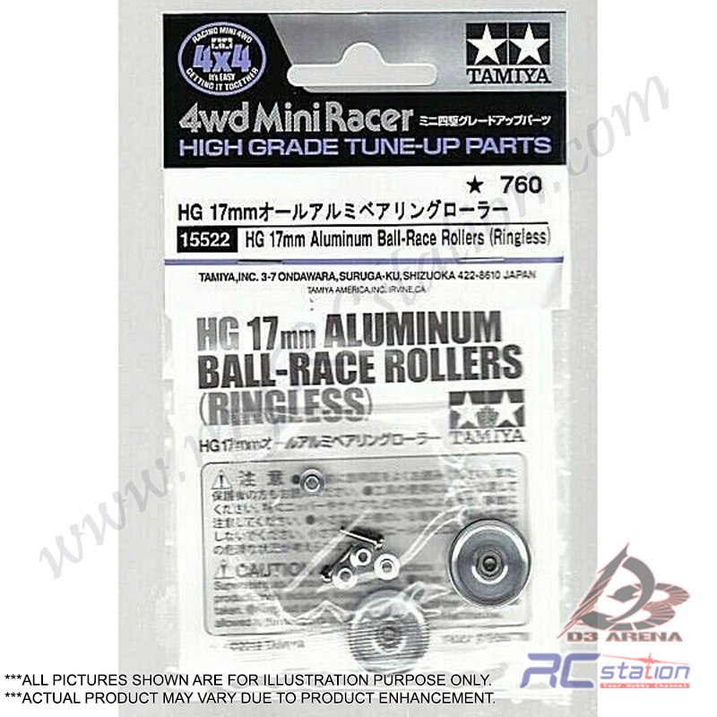 Tamiya #15522 - HG 17mm Aluminum Ball Race Rollers (Ringless) [15522 ...